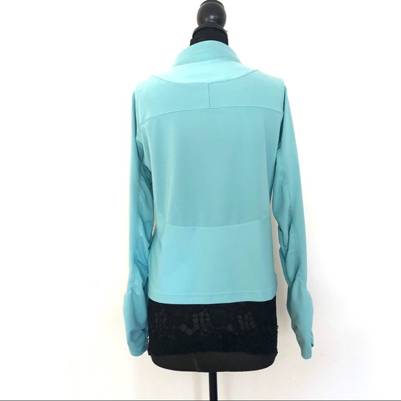 adidas | Jackets & Coats | Adidas Turquoise Blue Ruched Mock Collar ...